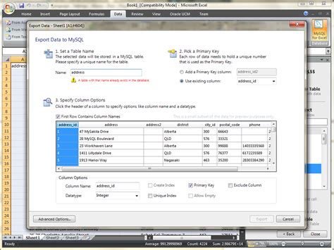 convert excel spreadsheet to online database with regard to mysql