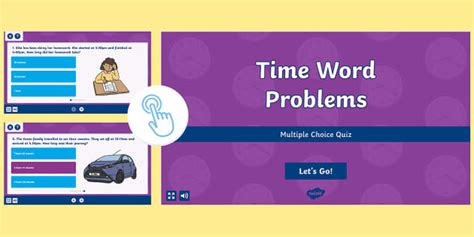 Analogue Time Word Problems Multiple Choice Quiz Twinkl