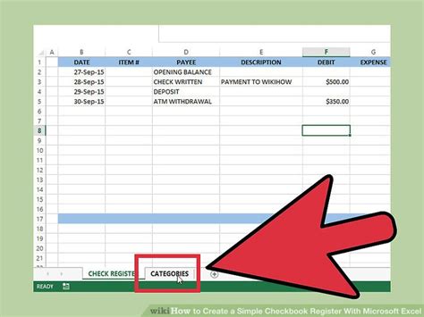 how to create a simple checkbook register with microsoft excel