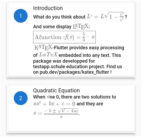latex using flutter tex inside stateless widget list tile stack