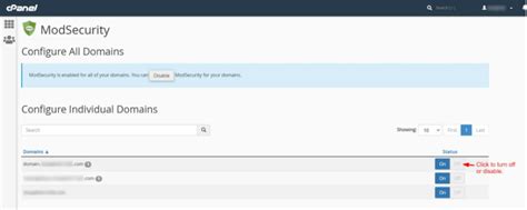 how to disable modsecurity in cpanel