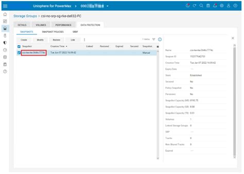 volume snapshot and volume snapshot content persistent storage for