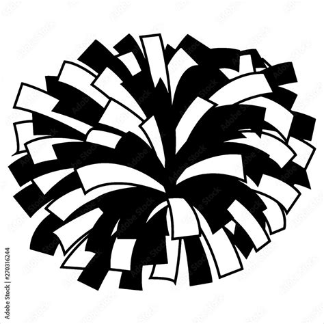 Black And White Cheerleader Pom Pom Vector Graphic Illustration Vector