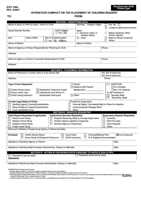 fillable form icpc 100a interstate compact on the