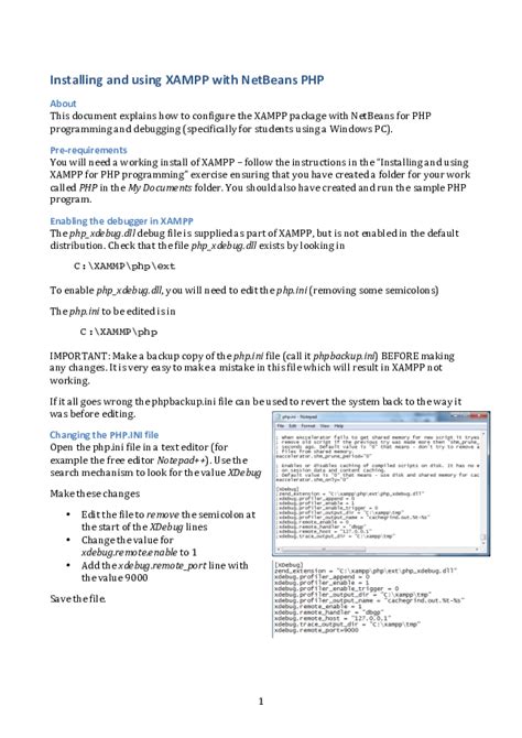 pdf installing and using xampp with netbeans php a jo