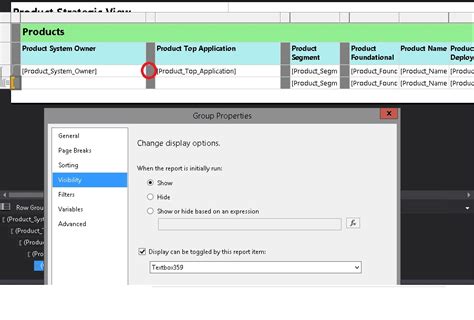 reporting services how to visibility toggle a group by 2 or more ssrs