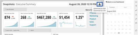 dashboard snapshots chartio documentation