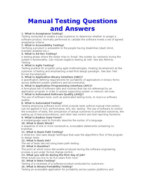 manual testing questions and answers1 software testing unit testing