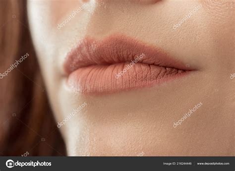 Perfect Lips Sexy Girl Mouth Close Up Beauty Young Woman Smile Stock