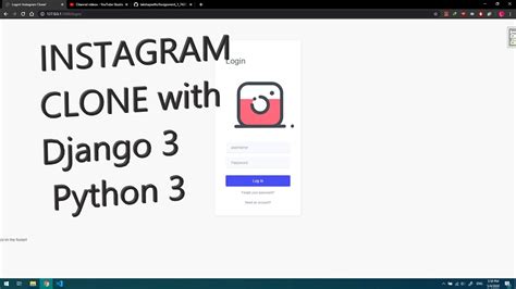 instagram clone with python django 3 example youtube
