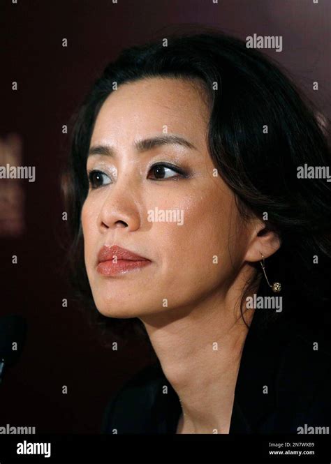 Japanese Actress Makiko Watanabe Pauses During An Interview After