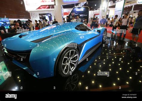 Visitors Look At The Worlds Fastest Electric Supercar Nextev Nio Ep9
