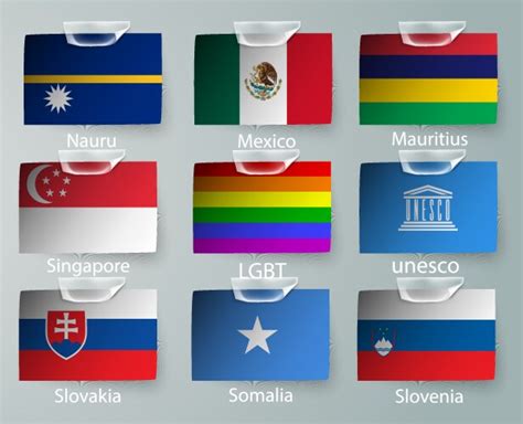 Set Symbols Flags Lgbt Movement Flat Icon Vector Image