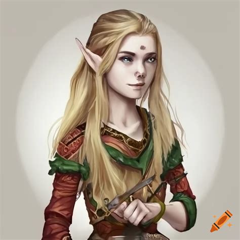 Draw An Elf Bard With Shoulder Long Blonde Hair Scars Grey Eyes And A
