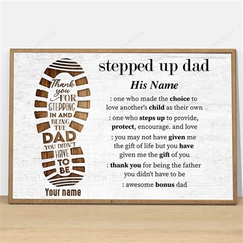 Personalized Stepped Up Dad Poster Fathers Day T For Stepdad Than