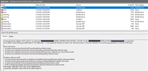 biztalk wcf sql error system notsupportedexception the