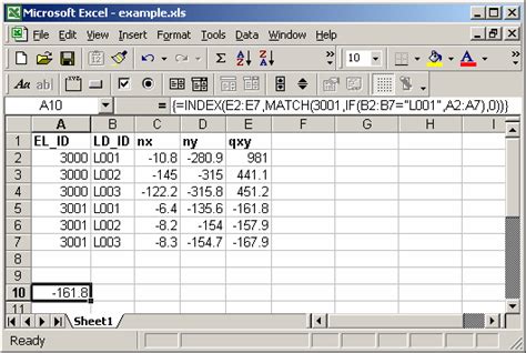 ms excel 2003 use an array formula to perform a two