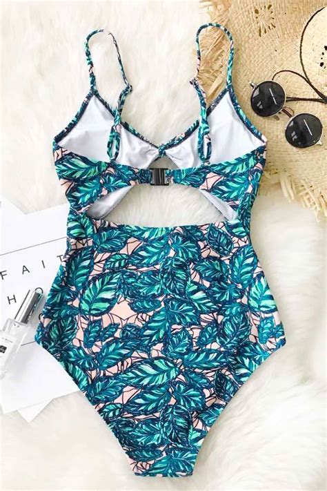 Lush Leaves Print One Piece Swimsuit