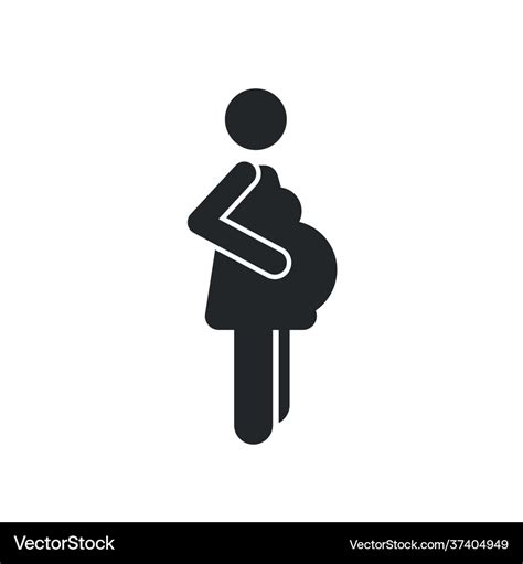 Pregnant Woman Detailed Black Icon On White Vector Image