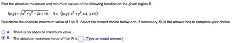 solved find the absolute maximum and minimum values of the
