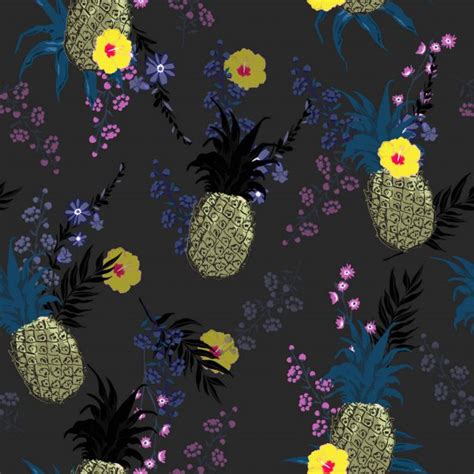 Summer Vibes Outline Hand Drawing Exotic Leaves Seamless Pattern