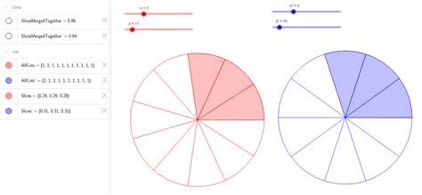 comparing fractions using the pie model geogebra