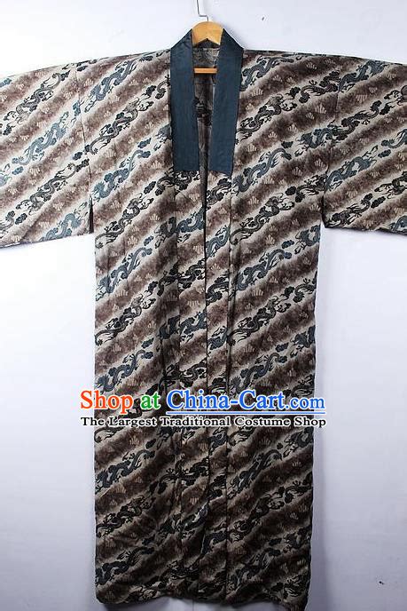 Asian Japanese Classical Dragonfly Pattern Blue Yukata Robe Traditional