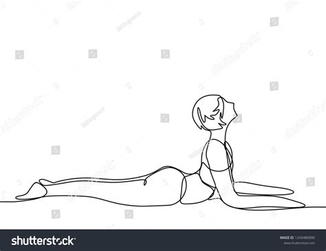 Woman Doing Yoga Pose Continuous Line Royalty Free Stock Vector