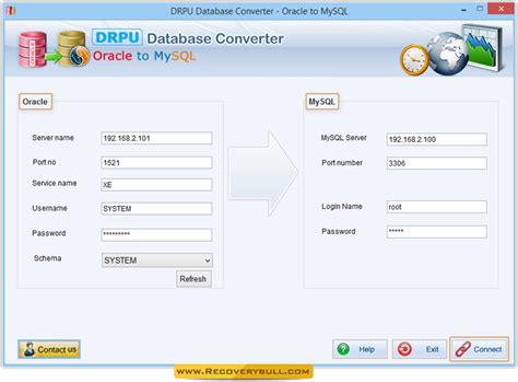 oracle to mysql database converter screenshots to know how to convert