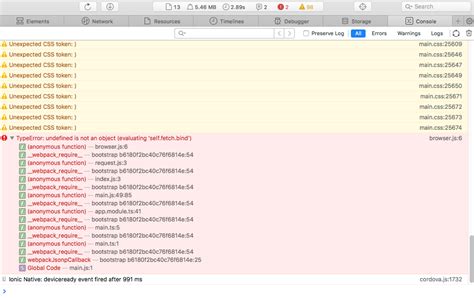 ios ionic cordova undefined is not an object self