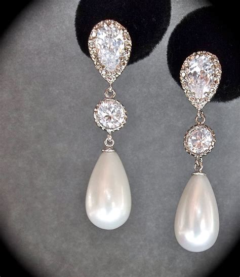Pearl Earrings For A Bride Classic Pearl Drop Wedding Earrings Mother
