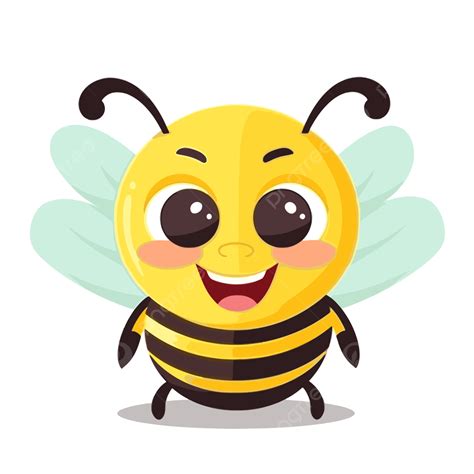 귀여운 꿀벌 클립 아트 큰 눈과 미소로 사랑스러운 만화 꿀벌 벡터 귀여운 꿀벌 클립 아트 만화 Png 일러스트 및 벡터