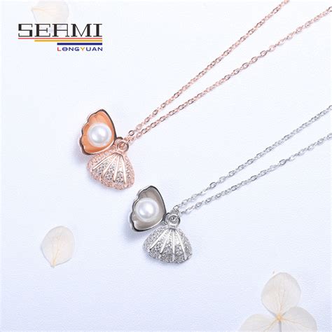 Initial Freshwater Pearl Silver Beads Shell Pendant Necklace For Women