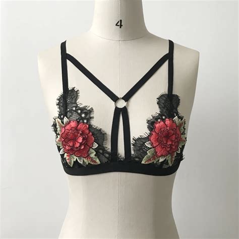 Lanshifei Floral Embroidery Bra Push Up Bralette Sexy Lace Strap