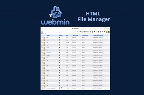 enable html file manager module for webmin users