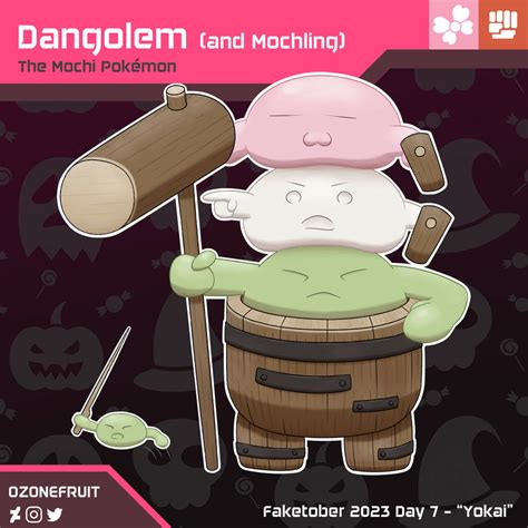 Faketober Day 7 Yokai Dangolem And Mochling By Ozonefruit On