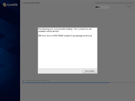 dnf error error in posttrans scriptlet in rpm package kernel core centos