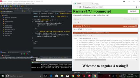 testing of angular 4 apps using angular ide dunebook