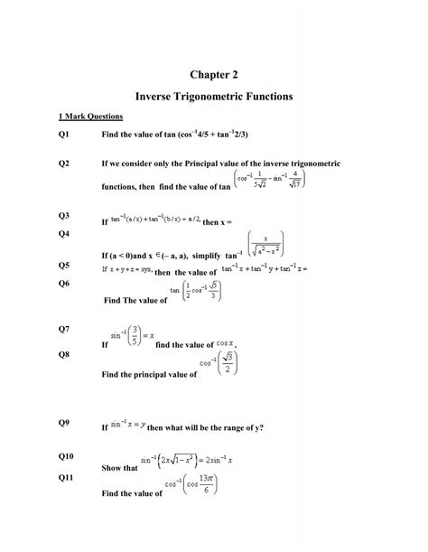 Chapter 2 Inverse Trigonometric Functions Pdf Wel Pie Tutorials