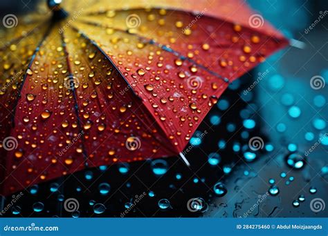 Colorful Umbrella Contrasts With A Background Of Splashing Raindrops