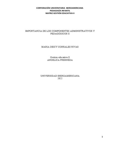 Importancia De Los Componentes Administrativos Y Pedagógicos Ii Pdf