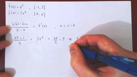 The Mean Value Theorem Example 1 Youtube
