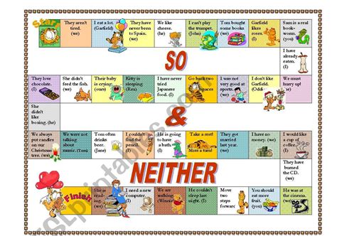 So And Neither Board Game Esl Worksheet By Angelica I
