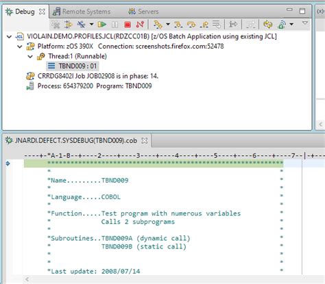 using a launch configuration with existing jcl to debug or collect code