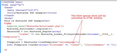 mustache automatically converts html special characters