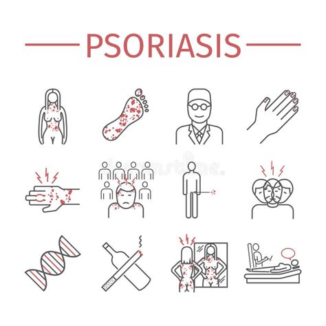 Psoriasis Line Icons Set Stock Vector Illustration Of Line 89377777