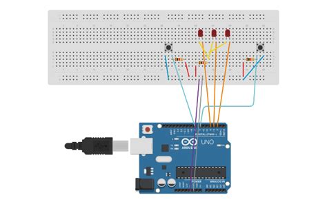 circuit design practica 2 uso de pulsadores b tinkercad