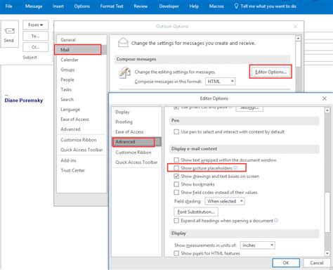pictures don t display in outlook messages