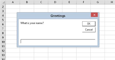 how to use the inputbox function in excel 2016 vba dummies