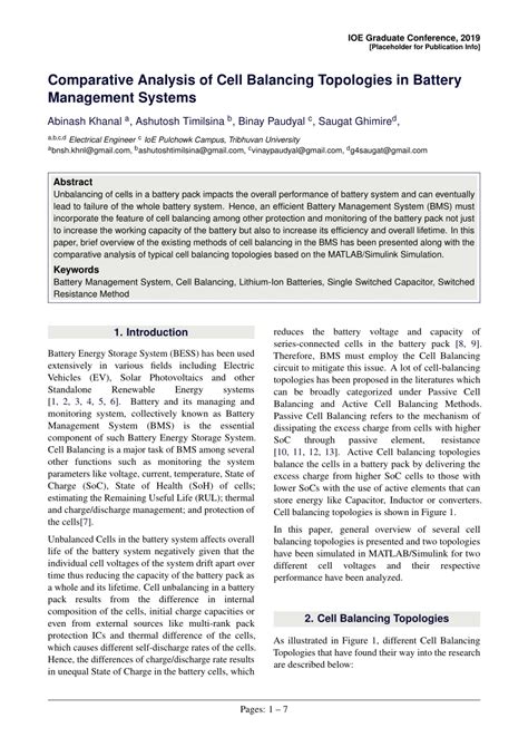 pdf comparative analysis of cell balancing topologies in battery